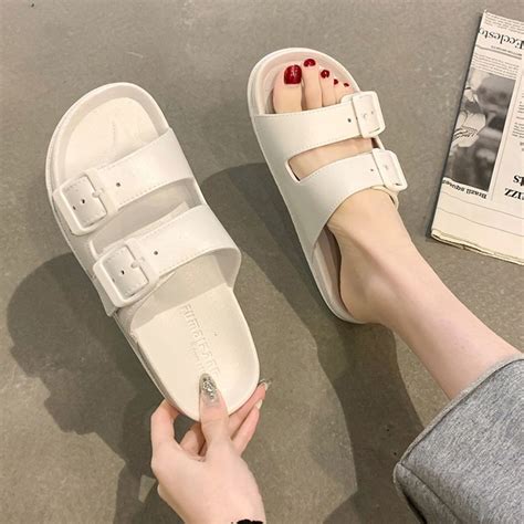 다파라뽐 여행 바캉스 나들이 슬리퍼 커플 컴포트 샌들 더블 버클 비치샌들 토오픈