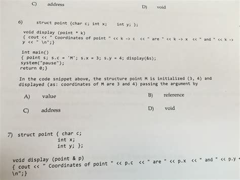Solved Struct Point Char C Int X Int Y Void Display Chegg