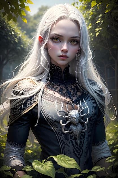 Premium Ai Image Futuristic Drow Dark Elf With Glowing Eyes