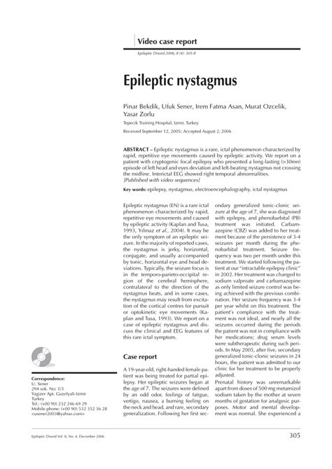Pdf Epileptic Nystagmus