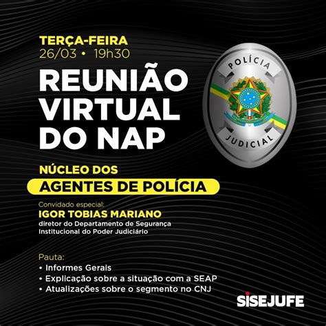 Sisejufe realizará reunião do Núcleo dos Agentes de Polícia no dia 26