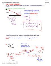 Vector Addition NOTE Pdf Vector Addition Subtraction MCV U Vector Addition We