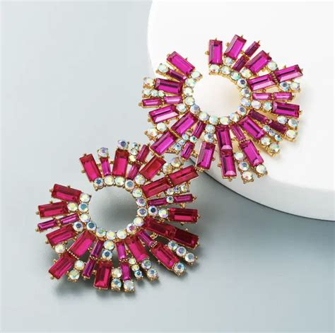 Tammyz Luxe Hot Pink Crystal Earrings Shophere