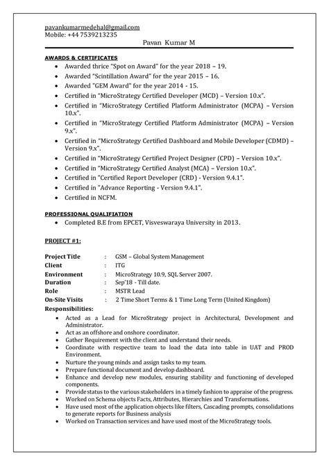 pavan kumar m microstrategy architect and developer pdf