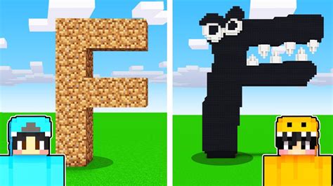 Noob Vs Hacker I Cheated In A Alphabet Lore Build Challenge Letter F
