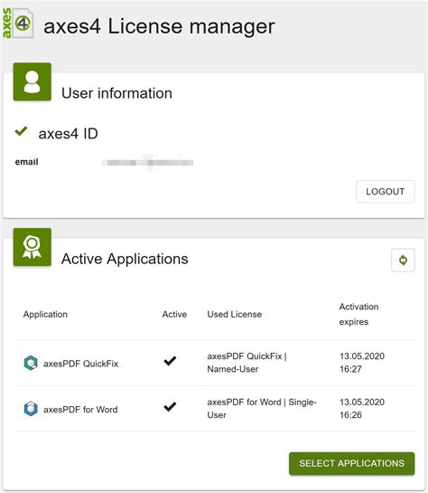 license manager refresh activation manually axes4