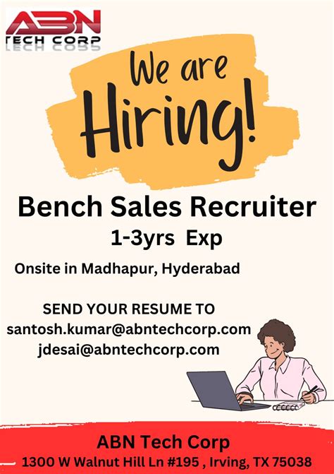 Abn Tech Corp On Linkedin We Are Hiring Looking For Bench Sales