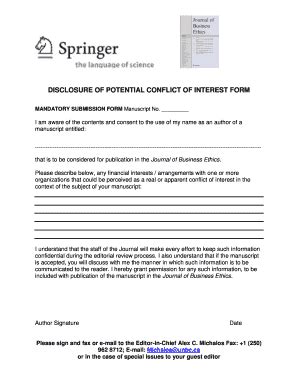 Conflict Of Interest Document Template Fill Online Printable Fillable Blank PdfFiller