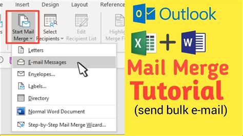 Use Mail Merge To Send Bulk E Mails Outlook Mail Merge Send