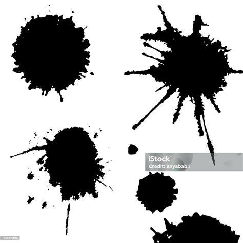 검정 잉크 페인트 명소입니다 흰색 배경에 고립 된 텍스처를 삭제 합니다 그런 지 시작 텍스처에 대 한 설정 합니다 벡터 일러스트입니다 개체 그룹에 대한 스톡 벡터 아트 및