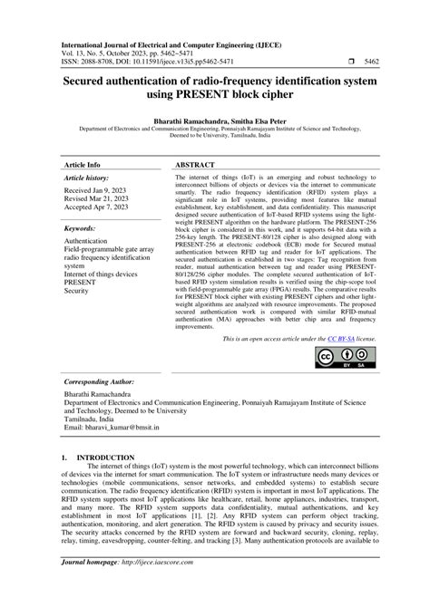 pdf secured authentication of radio frequency identification system