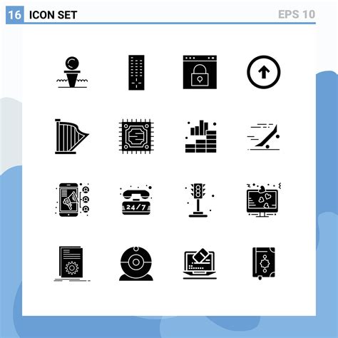 16 Universal Solid Glyphs Set For Web And Mobile Applications Up User