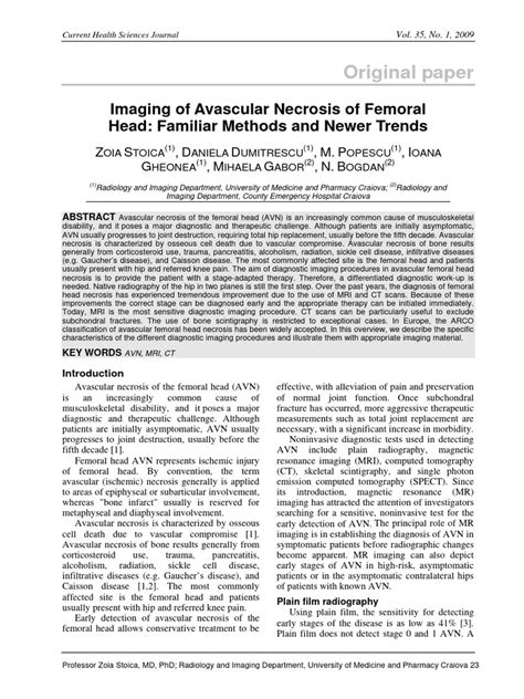 Imaging Of Avascular Necrosis Of Femoral Head Familiar Methods And