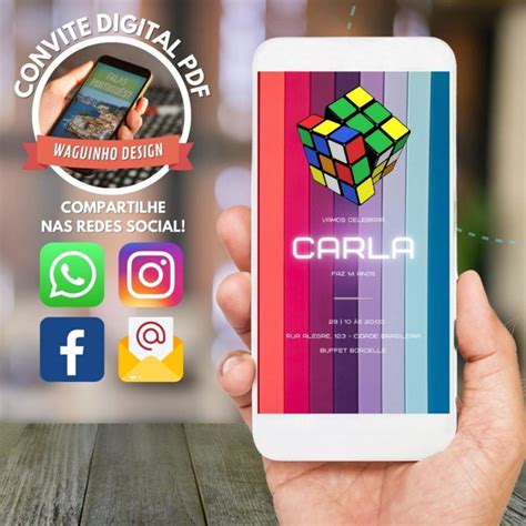 Convite Digital De Aniversario Cubo Mágico Elo7