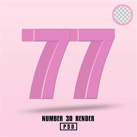 premium psd 3d render number 77 pink color