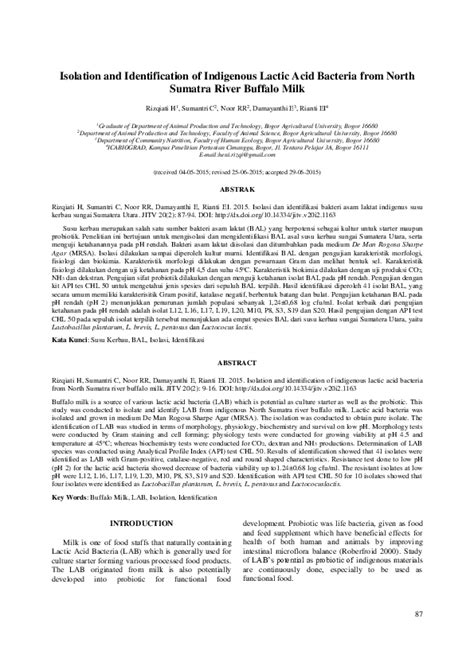 Pdf Isolation And Identification Of Indigenous Lactic Acid Bacteria