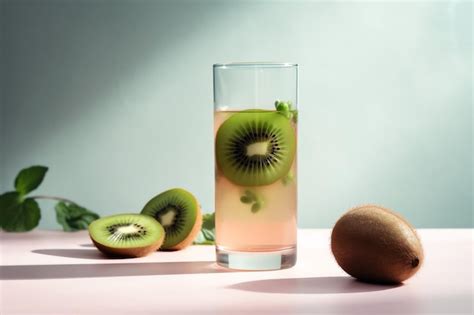 Premium Photo A Glass Of Kiwi Juice With A Kiwi Fruit On It
