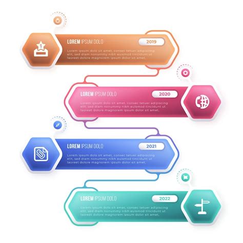 Plantilla de infografía de línea de tiempo degradada Vector Gratis