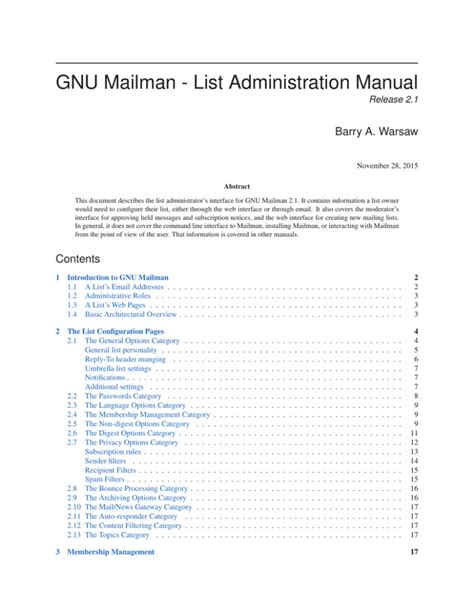 Gnu Mailman List Administration Manual
