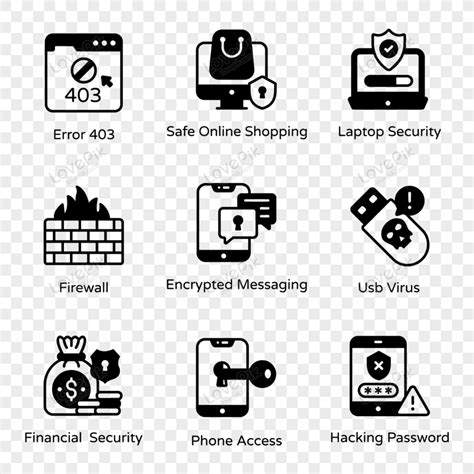 네트워크 보안 솔리드 아이콘 벡터 팩 Png 일러스트 무료 다운로드 Lovepik