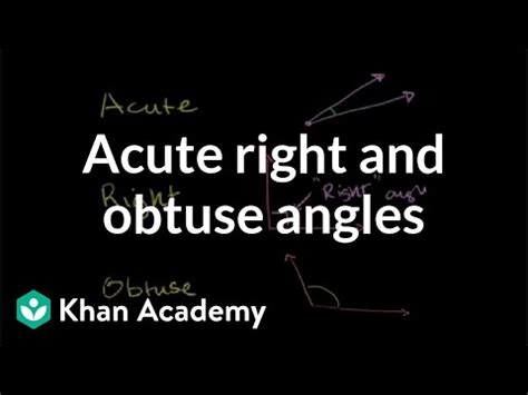 Acute Right Obtuse Angles Video Khan Academy