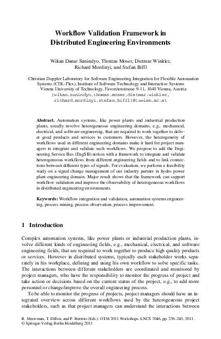 Pdf Workflow Validation Framework In Distributed Engineering Environments