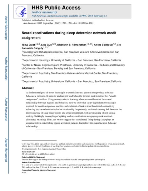 pdf sleep reactivations and neural credit assignment