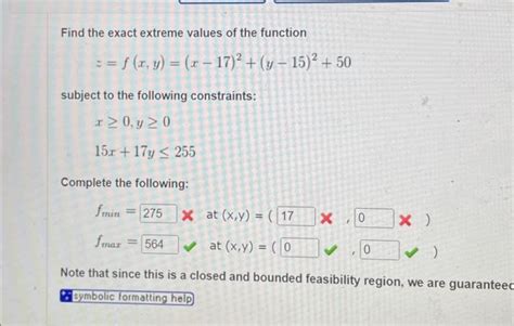Solved Find the exact extreme values of the function | Chegg.com