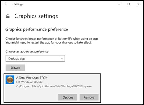 WINDOWS 10 Specify A Preferred Graphics Card GPU Power Setting For Your Total War Game