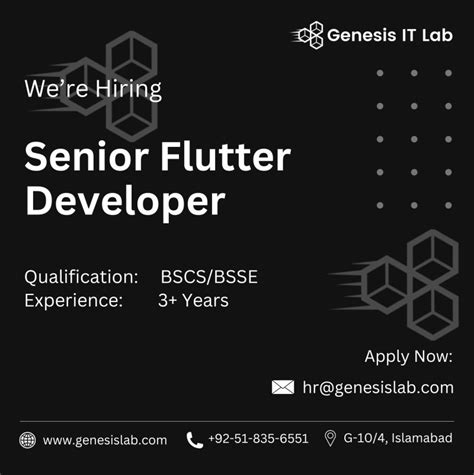 Seniorflutterdeveloper Genesisitlab Jobsearch Jobposting Flutter Genesis It Lab