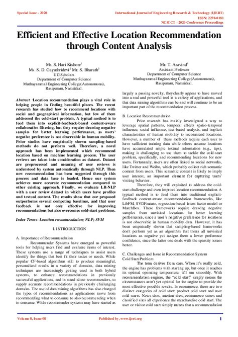 Pdf Ijert Efficient And Effective Location Recommendation Through