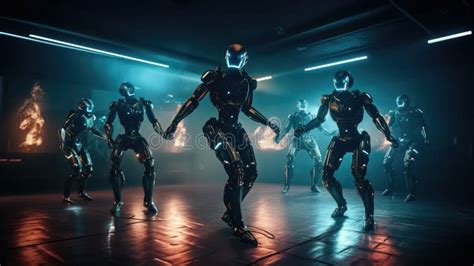 Robots Dance At A Nightclub Ai Generated Stock Illustration