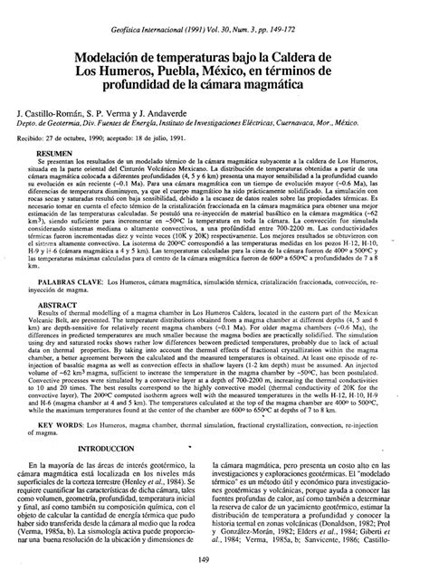 Pdf Modelación De Temperaturas Bajo La Caldera De Los Humeros Puebla