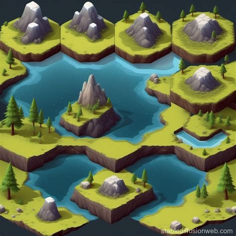 Hexagon Tiles For Videogame In Jean Giraud Style With Sand Prompts
