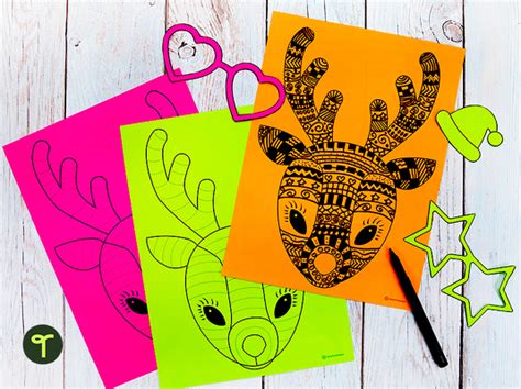 Funky Reindeer Craft Template Teach Starter