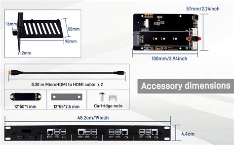 Rs01 1u Rack Mount For Raspberry Pi5 With Four Rs P11 Expansion Board
