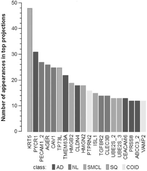 A Histogram Of The 20 Genes Most Often Used In The 100 Best Radviz