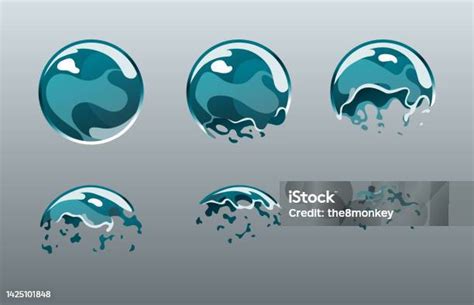 비누 거품 애니메이션 볼 화학 또는 물 구형 그림 라운드 버스트 폭발 스프라이트 시트 효과 게임 또는 모션 디자인 만화 스타일로