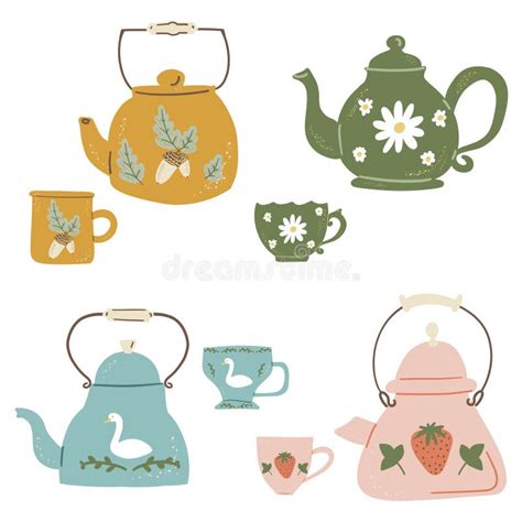 Vintage Teacup Teapot Vector Stock Illustrations 1979 Vintage Teacup