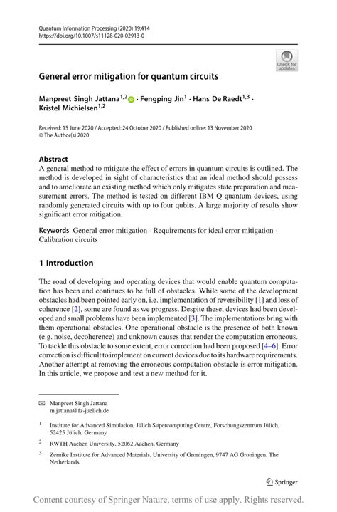 Pdf General Error Mitigation For Quantum Circuits