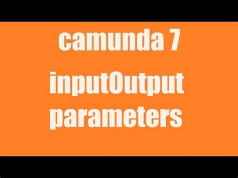 InputOutput Parameters In Camunda 7 YouTube