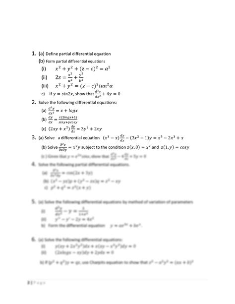 Solution 2021 Differential Equations Partial Differential Equations