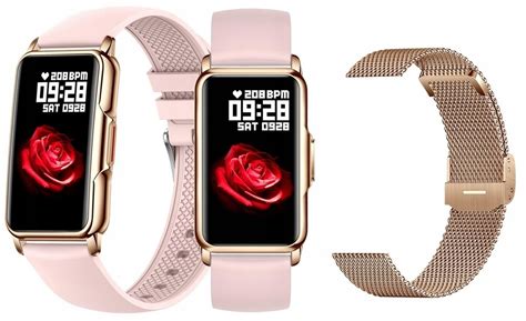 SMARTWATCH SMARTBAND ZEGAREK DAMSKI ZŁOTY PULS KROKI MENU CIŚNIENIE PL