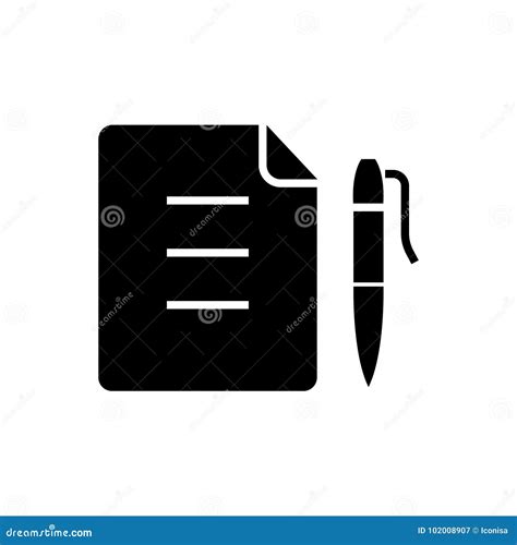 Contract Document File With Pen Icon Vector Illustration Black Sign