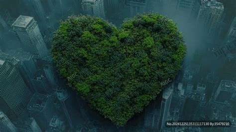 Ai创作图爱心城市 生态中心主义 热爱环境 地球绿肺 绿肺绿化 纽约绿色环保城市 保护城市生态 保护生态城市 绿色城市共建 爱心绿植 大楼生态性 绿心木 守护绿色城市 爱护环境绿色城市 低碳
