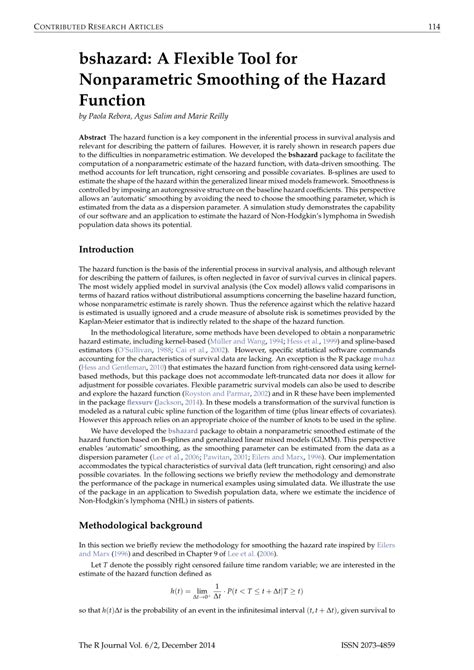 PDF Bshazard A Flexible Tool For Nonparametric Smoothing Of The Hazard Function