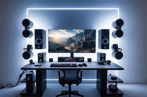 Premium Photo A Mockup Of A Gaming Setup With White Ledlit Gaming