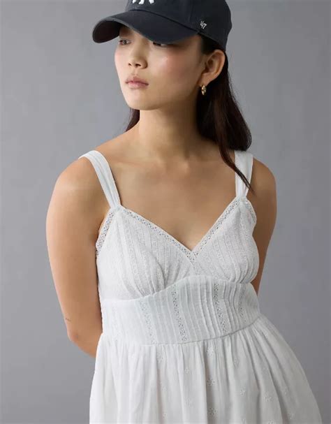 Ae V Neck Eyelet Mini Dress