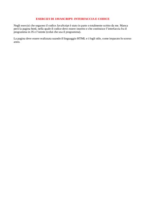 Esercizi Informatica Docsity