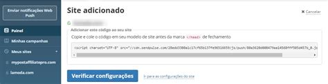 Como adicionar um site para enviar notificações Web Push SendPulse